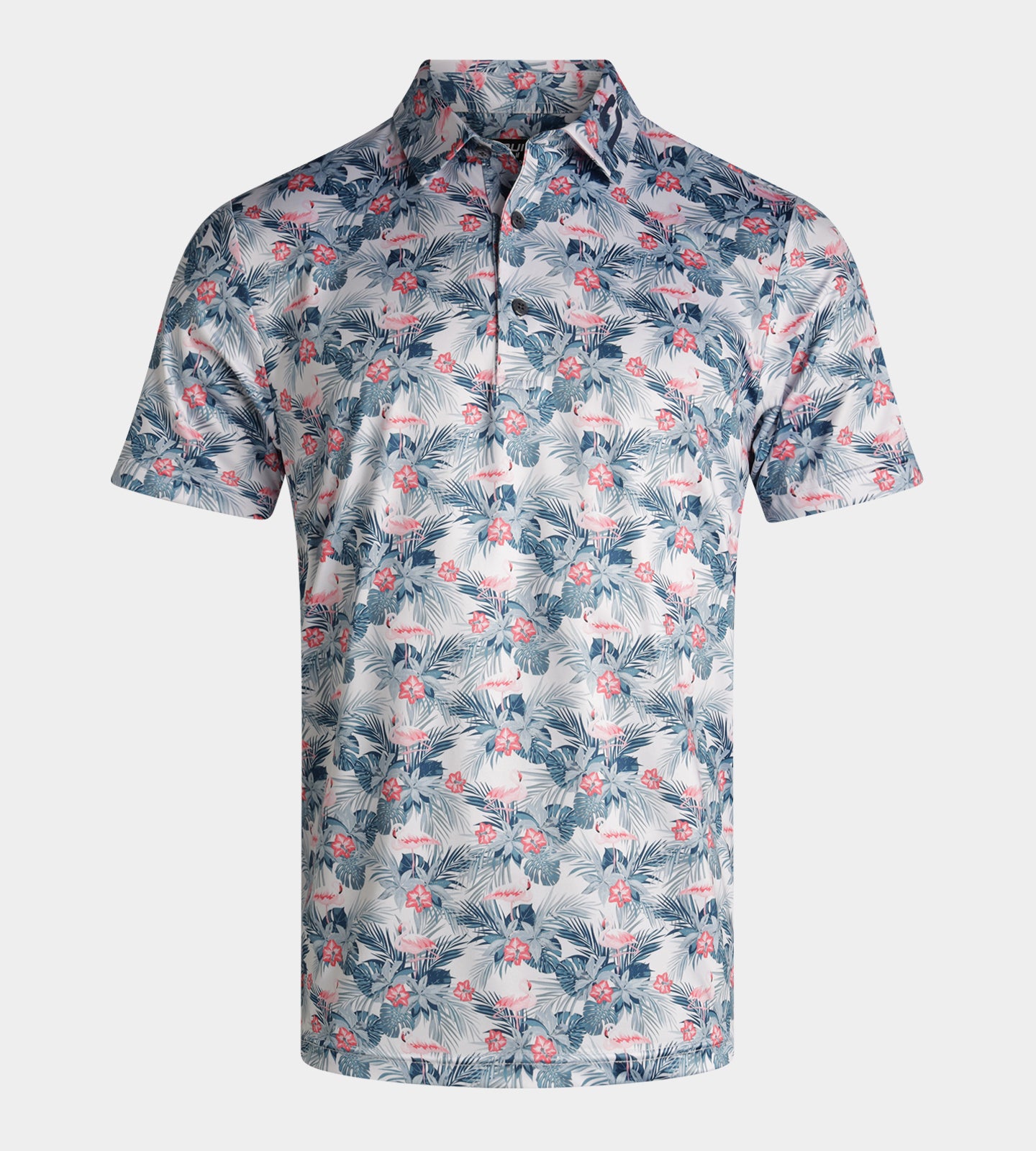 Flamingo Polo In White | Golf Lightweight Polo Shirts | Druids