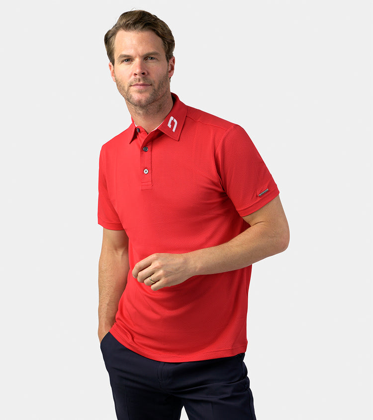 Honeycomb Polo in Red | Men's Golf Polo Shirts | Druids